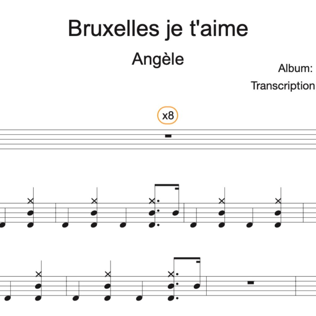 Bruxelles je t'aime - Angèle - Partition - La DrumBox
