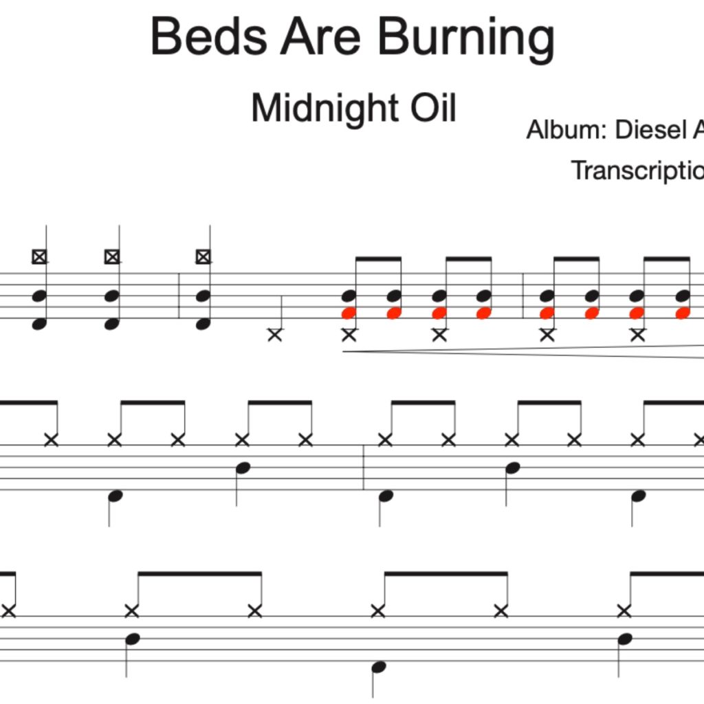 Beds Are Burning - Midnight Oil - Partition - Batterie - La DrumBox