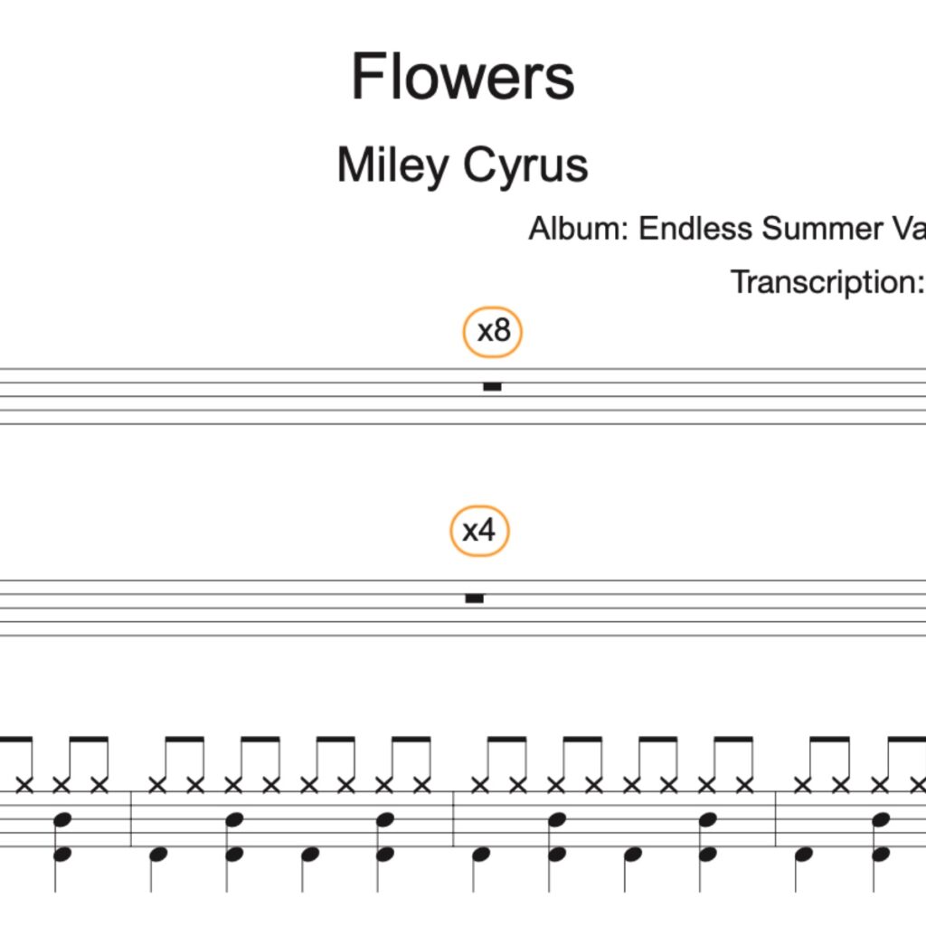 Flowers - Miley Cyrus - Partition - Batterie - La DrumBox